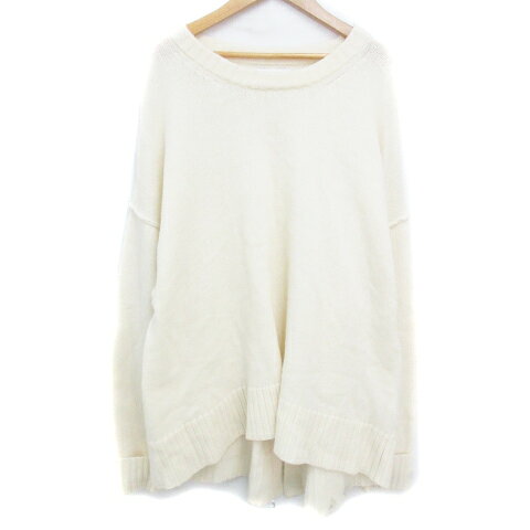 【中古】アーバンリサーチ サニーレーベル URBAN RESEARCH Sonny Label ニット セーター チュニック 長袖 ラウンドネック ウール ロールアップ 無地 スリット F アイボリー /FF6 レディース 【ベクトル 古着...