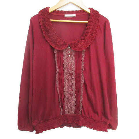 【中古】アクシーズファム axes femme シャツ カットソー 長袖 ラウンドカラー レース M 赤 レッド /FF40 ■MO レディース 【ベクトル 古着】 230829ブランドアクシーズファム axes femme表記サイズM ※...