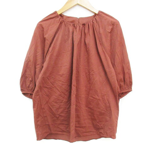 【中古】グリーンレーベルリラクシング ユナイテッドアローズ green label relaxing ブラウス カットソー 五分袖 ラウンドネック 無地 F 茶 ブラウン /FF23 レディース 【ベクトル 古着】 240322ブランドグリ...