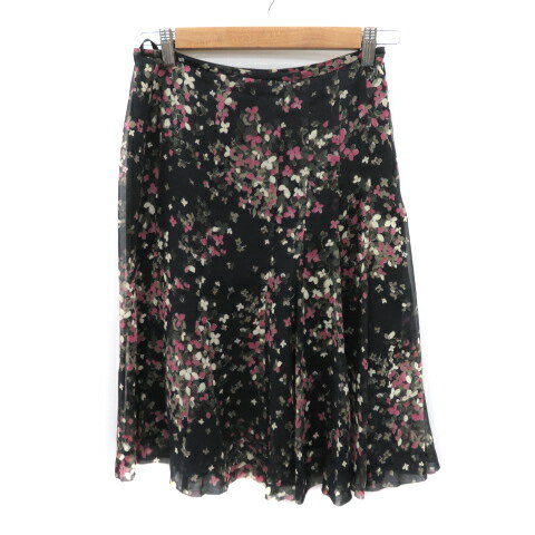 【中古】コムサデモード COMME CA DU MODE フレアスカート シフォンスカート ミモレ丈 花柄 9 マルチカラー 黒 ブラック /YK3 レディース 【ベクトル 古着】 250402ブランドコムサデモード COMME CA DU...