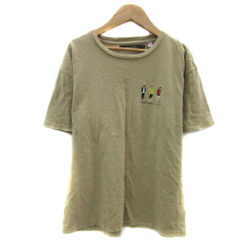 【中古】ヴァンスエクスチェンジ VENCE EXCHANGE Tシャツ カットソー 半袖 ラウンドネック 刺繍 M ベージュ /YS13 メンズ 【ベクトル 古着】 250422ブランドヴァンスエクスチェンジ VENCE EXCHANGE表...