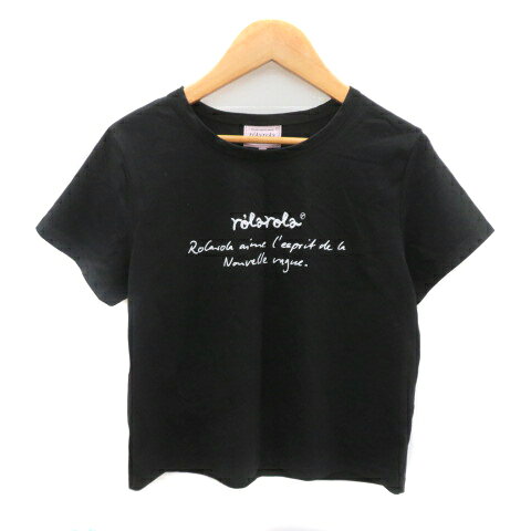 【中古】ロラロラ rolarola Tシャツ カットソー 半袖 M 黒 ブラック 白 ホワイト /YK37 レディース 【ベクトル 古着】 250417表記サイズM ※実寸サイズをご確認ください。実寸サイズ肩幅：36cm　身幅：39cm　着...