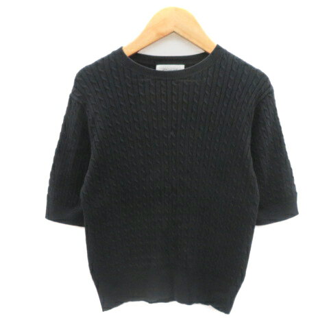 【中古】オペークドットクリップ OPAQUE.CLIP ニット カットソー 五分袖 ケーブル編み 36 S 黒 ブラック /YK41 レディース 【ベクトル 古着】 250530ブランドオペークドットクリップ OPAQUE.CLIP表記サイ...