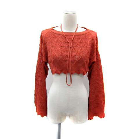 【中古】タン TAN クロシェニット カットソー ショート丈 長袖 ラウンドネック シースルー F オレンジ /SY9 レディース 【ベクトル 古着】 251014ブランドタン TAN表記サイズF ※実寸サイズをご確認ください。実寸サイズ肩...