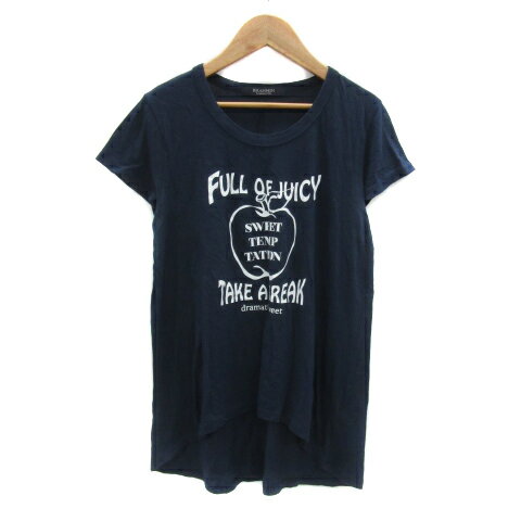 【中古】ブラーミン BRAHMIN Tシャツ カットソー 半袖 ラウンドネック プリント 38 M 紺 ネイビー 白 ホワイト /YS17 レディース 【ベクトル 古着】 250905ブランドブラーミン BRAHMIN表記サイズ38（日本サ...
