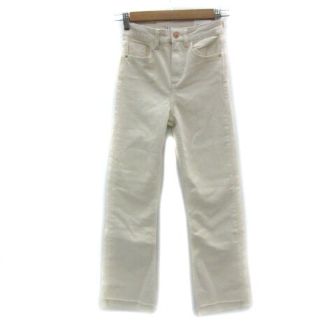 【中古】未使用品 ザラ ZARA デニムパンツ ジーンズ ストレート アンクル丈 カットオフ 32 S アイボリー /YS32 レディース 【ベクトル 古着】 250922ブランドザラ ZARA表記サイズ32（日本サイズS相当） ※実寸サイ...