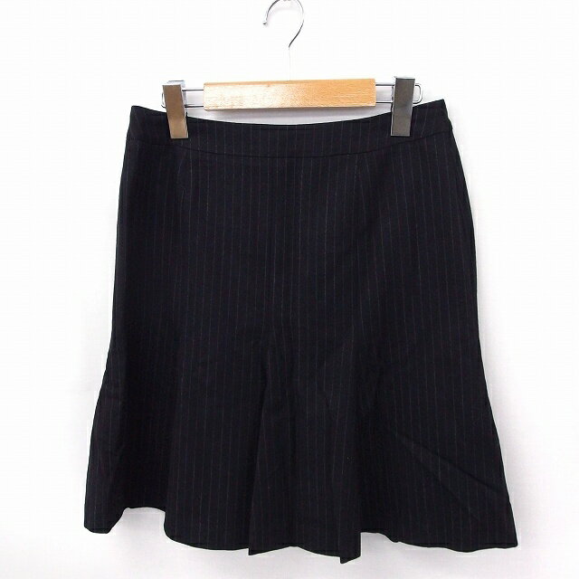 【中古】エムプルミエ M-Premier スカート ストライプ フレア ひざ丈 カシミヤ混 ウール 38 ブラック 黒 /FT46 レディース 【ベクトル 古着】 200430 ブランド古着ベクトルプレミアム店ブランドエムプルミエ M-Pr...