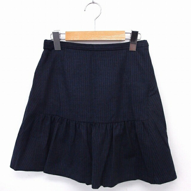 【中古】ロペ ROPE スカート 千鳥柄 フレア ミニ ウール ジップ 36 ネイビー 紺 /FT19 レディース 【ベクトル 古着】 200530 ブランド古着ベクトルプレミアム店ブランドロペ ROPE表記サイズ36実寸サイズウエスト：約...