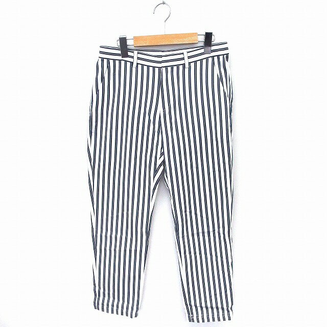 【中古】ローズバッド ROSE BUD パンツ ストライプ テーパード ロング 綿 1 ホワイト 白 ネイビー 紺 /FT12 レディース 【ベクトル 古着】 200530 ブランド古着ベクトルプレミアム店ブランドローズバッド ROSE B...