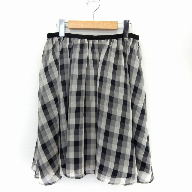【中古】アナトリエ ANATELIER スカート フレア チェック シフォン 膝丈 サイドジップ 38 ブラック /ST10 レディース 【ベクトル 古着】 200530 ブランド古着ベクトルプレミアム店ブランドアナトリエ ANATELIE...