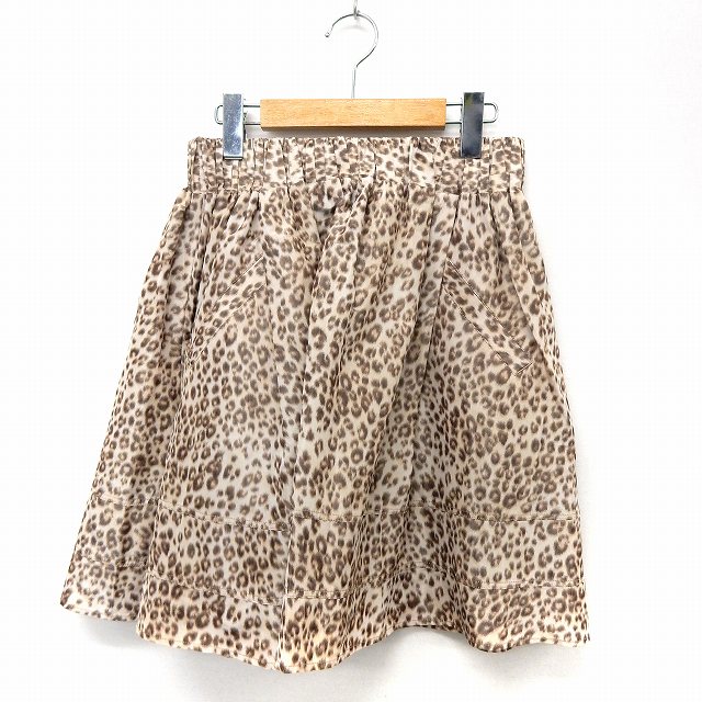 【中古】レディラックルカ LADY LUCK LUCA スカート 膝丈 フレア ギャザー ヒョウ柄 アニマル柄 ウエストゴム 36 ブラウン /ST31 レディース 【ベクトル 古着】 210129 ブランド古着ベクトルプレミアム店ブランド...