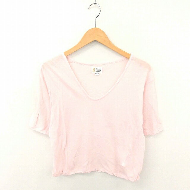 【中古】ベット&ブレックファスト BED&BREAKFAST Tシャツ カットソー Uネック 透け感 無地 シンプル 綿 コットン シルク混 半袖 S ピンク /TT18 レディース 【ベクトル 古着】 200325 ブランド古着ベクトルプ...
