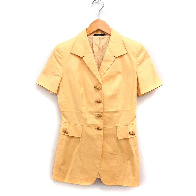 【中古】ロペ ROPE ショートスリーブ ジャケット シングル ロング丈 無地 コットン 綿 7AR イエロー 黄 /FT18 レディース 【ベクトル 古着】 250507ブランドロペ ROPE表記サイズ7AR実寸サイズ肩幅：約36cm　身...