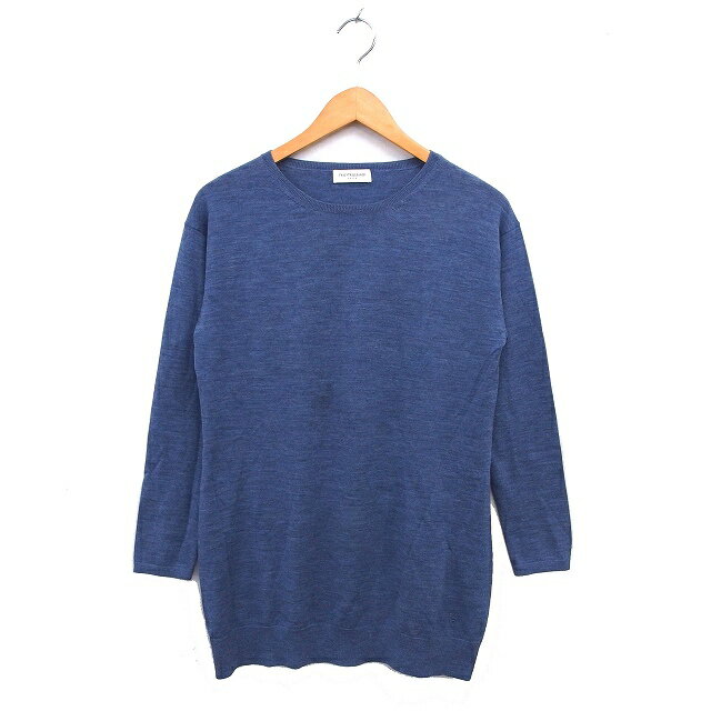 【中古】トゥルー トラサルディ スティーレ TRU TRUSSARDI STILE ニット セーター ウール オーバーサイズ リブ ハイゲージ 長袖 38 青 ブルー /NT32 レディース 【ベクトル 古着】 250509表記サイズ38実...