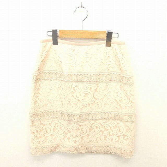 【中古】ジャスグリッティー JUSGLITTY スカート タイト ひざ丈 レース 総柄 バックジップ 綿 コットン 2 薄茶 ベージュ /TT23 レディース 【ベクトル 古着】 200720 ブランド古着ベクトルプレミアム店ブランドジャス...