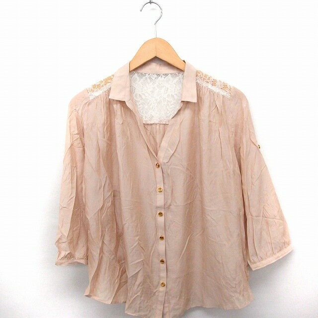 【中古】アバハウス ABAHOUSE Lade シャツ ブラウス レース 七分袖 金ボタン ベージュ /FT48 レディース 【ベクトル 古着】 200821 ブランド古着ベクトルプレミアム店ブランドアバハウス ABAHOUSE表記サイズ実...