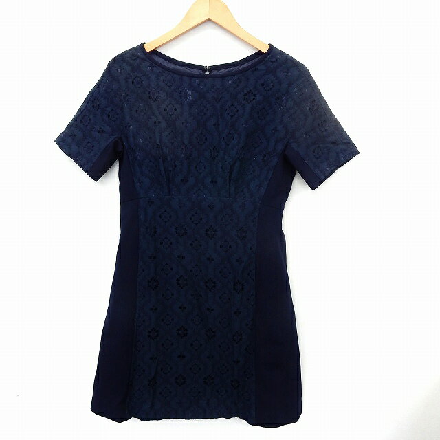 【中古】トータリテ Totalite ワンピース 膝丈 五分袖 レース バックジップ ネイビー /ST41 レディース 【ベクトル 古着】 200808 ブランド古着ベクトルプレミアム店ブランドトータリテ Totalite表記サイズサイズ表...