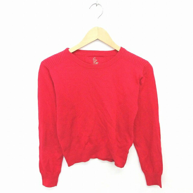 【中古】OJM ニット セーター 丸首 無地 シンプル アンゴラ混 長袖 ONE 赤 レッド /TT51 レディース 【ベクトル 古着】 200807 ブランド古着ベクトルプレミアム店表記サイズONEサイズ(実寸サイズをご確認ください。)実...