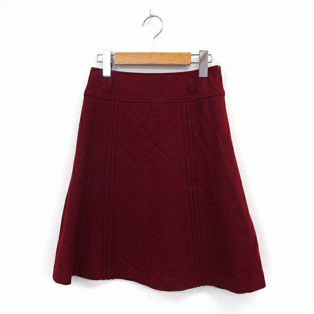 【中古】スーナウーナ Sunauna スカート 台形 膝丈 サイドジップ ウール 34 レッド /ST48 レディース 【ベクトル 古着】 200919 ブランド古着ベクトルプレミアム店ブランドスーナウーナ Sunauna表記サイズ34実寸...