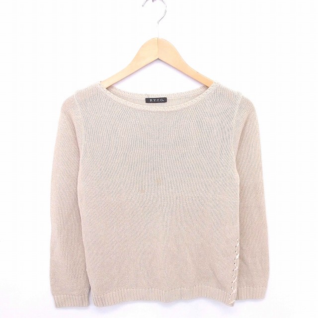 【中古】N.Y.C.C ニット セーター ボートネック 透け感 綿 コットン 長袖 M 薄茶 ベージュ /TT25 レディース 【ベクトル 古着】 201031 ブランド古着ベクトルプレミアム店表記サイズM実寸サイズ肩幅：約33cm　身幅：...