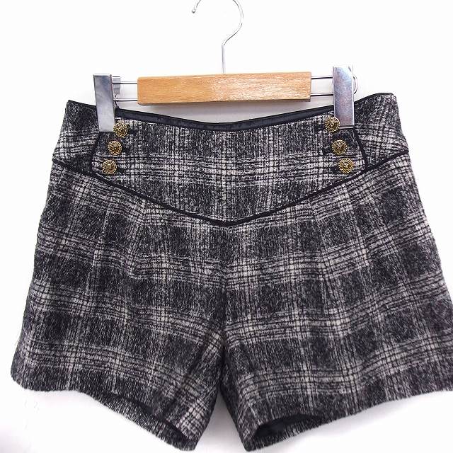 【中古】ミッシュマッシュ MISCH MASCH パンツ チェック ショート ウール 飾りボタン 38 グレー 灰 /FT4 レディース 【ベクトル 古着】 201216 ブランド古着ベクトルプレミアム店ブランドミッシュマッシュ MISCH...