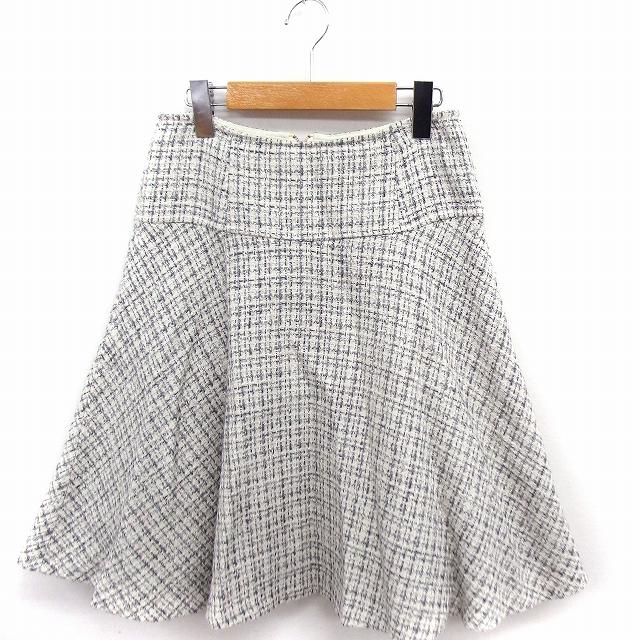 【中古】ビームスハート BEAMS HEART スカート フレア 総柄 ラメ混 ひざ丈 ウール混 0 ホワイト 白 グレー 灰 /FT5 レディース 【ベクトル 古着】 201225 ブランド古着ベクトルプレミアム店ブランドビームスハート ...