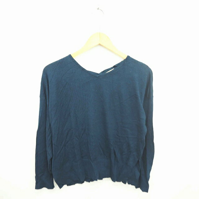 【中古】アースミュージック&エコロジー EARTH MUSIC & ECOLOGY ニット セーター Vネック 無地 シンプル 長袖 F 青緑 ブルーグリーン /TT6 レディース 【ベクトル 古着】 210111 ブランド古着ベクトルプレ...