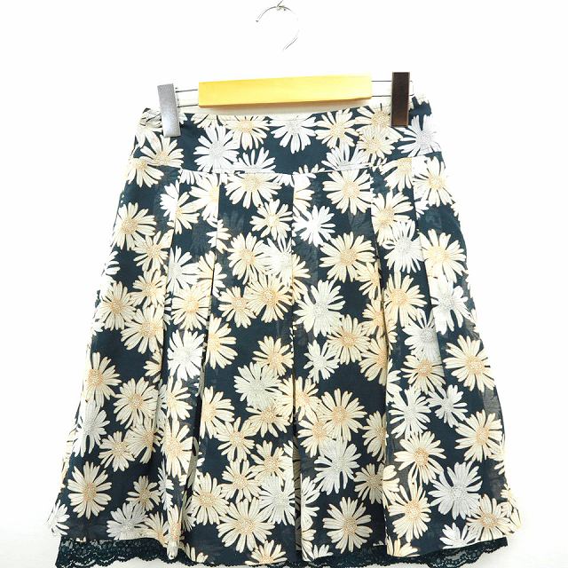 【中古】LATO CALLE フレアスカート 花柄 ひざ丈 61 グリーン グレー 緑 灰 /MT44 レディース 【ベクトル 古着】 210624表記サイズ61実寸サイズウエスト：約64cm　ヒップ：約100cm　スカート丈：約49cm　...