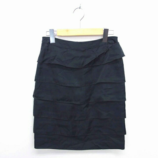 【中古】ナチュラルビューティー NATURAL BEAUTY タイト スカート ひざ丈 ティアード 薄手 バックジップ 38 黒 ブラック /TT29 レディース 【ベクトル 古着】 220121ブランドナチュラルビューティー NATURA...