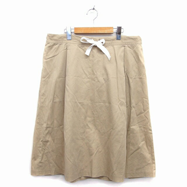 【中古】アバハウス ドゥヴィネット abahouse devinette デニム フレア スカート 膝下 綿混 ウエストリボン タック 2 ベージュ /HT25 レディース 【ベクトル 古着】 220203ブランドアバハウス ドゥヴィネット...