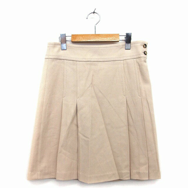 【中古】グリーンレーベルリラクシング ユナイテッドアローズ green label relaxing プリーツ スカート 膝上 ミニ コットン 綿 シルク混 総柄 厚手 40 ベージュ /HT11 レディース 【ベクトル 古着】 22072...