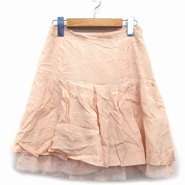 【中古】プロポーション ボディドレッシング PROPORTION BODY DRESSING フレア スカート ミニ 膝上 ドット 柄 タック チュール グログランテープ 綿混 2 ベージュ /HT11 レディース 【ベクトル 古着】 23...