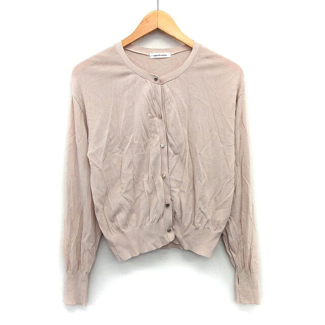【中古】ナチュラルクチュール natural couture カーディガン 無地 シンプル 指穴 切替リブ 長袖 丸首 F ベージュ /HT30 レディース 【ベクトル 古着】 240405表記サイズF実寸サイズ肩幅：約46.5cm　身幅：...