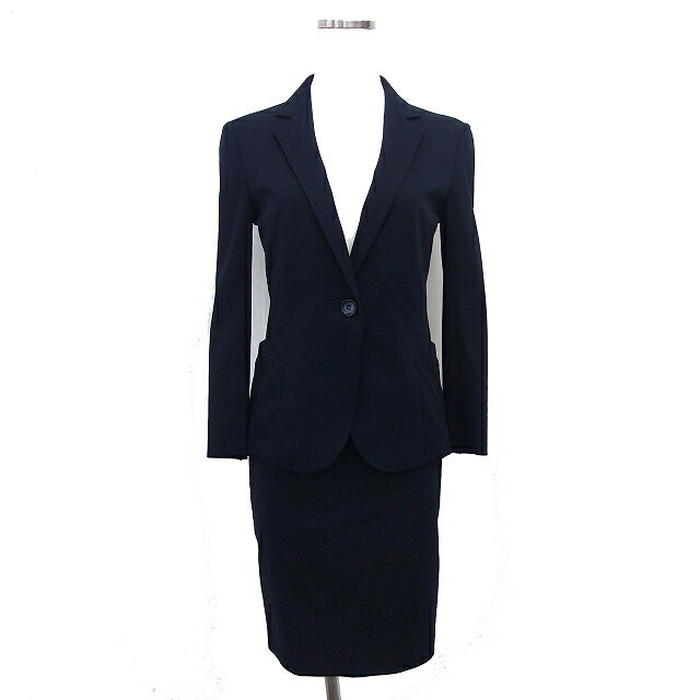 【中古】アンタイトル UNTITLED スカートスーツ セットアップ テーラード ジャケット 裏地なし タイト スリット ひざ丈 バックジップ 0 1 黒 ブラック /NT8 レディース 【ベクトル 古着】 250616ブランドアンタイトル...