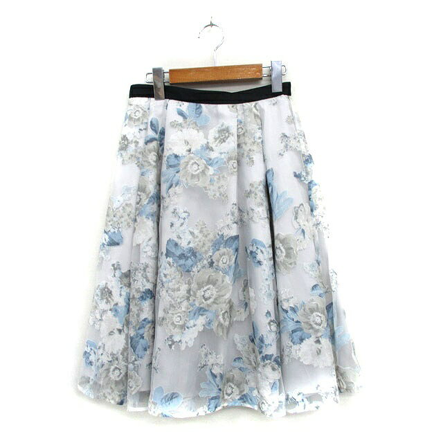 【中古】ジャスグリッティー JUSGLITTY フレア スカート チュール コットン ロング 花柄 1 グレー 灰 /KT10 レディース 【ベクトル 古着】 250614ブランドジャスグリッティー JUSGLITTY表記サイズ1実寸サイズ...