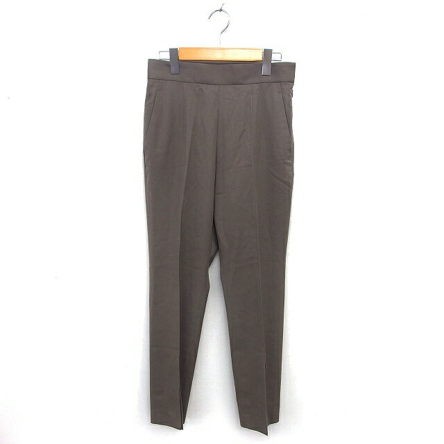 【中古】カオス CHAOS スラックス ストレート スリット パンツ ウール サイドジップ 無地 36 カーキグレー /NT31 レディース 【ベクトル 古着】 250702ブランドカオス CHAOS表記サイズ36実寸サイズウエスト：約72...