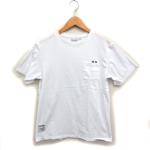 【中古】ユニクロ UNIQLO × ANYA HINDMARCH 子供服 KT1EASY クルーネック Tシャツ 半袖 ワンポイント刺繍 コットン 綿 160 ホワイト 白 /FT13 キッズ 【ベクトル 古着】 260316ブランドユニク...