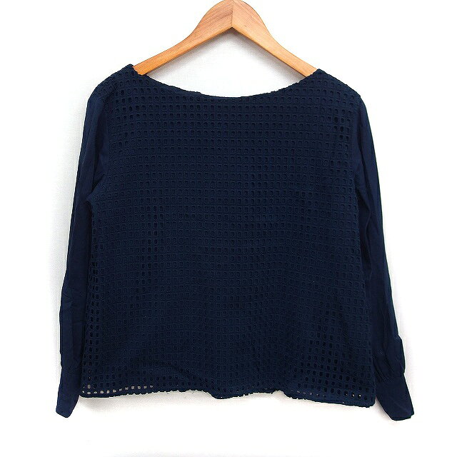 【中古】アデュートリステス ADIEU TRISTESSE Luxe カットワークレース ブラウス 長袖 ボートネック コットン 綿 ネイビー 紺 /FT20 レディース 【ベクトル 古着】 260424ブランドアデュートリステス ADIE...