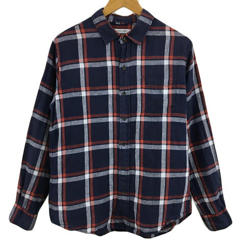 【中古】グローバルワーク GLOBAL WORK シャツ カジュアル スタンダード チェック リネン 長袖 L 紺 赤 ネイビー レッド メンズ 【ベクトル 古着】 250807ブランドグローバルワーク GLOBAL WORK表記サイズL実...