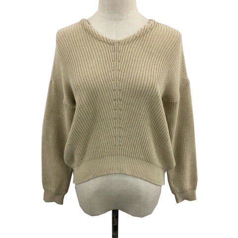 【中古】ビアッジョブルー Viaggio Blu セーター ニット プルオーバー Vネック 無地 ラメ 長袖 2 ベージュ レディース 【ベクトル 古着】 260217ブランドビアッジョブルー Viaggio Blu表記サイズ2 (実寸サイ...