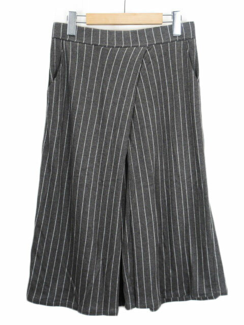 【中古】クロスポイントCross Point イージーパンツ ストライプ ワイド ガウチョ 1 グレー レディース 【ベクトル 古着】 221208表記サイズ1実寸サイズウエスト：74cm　もも幅：41cm　裾幅：45cm　股上：36.5c...
