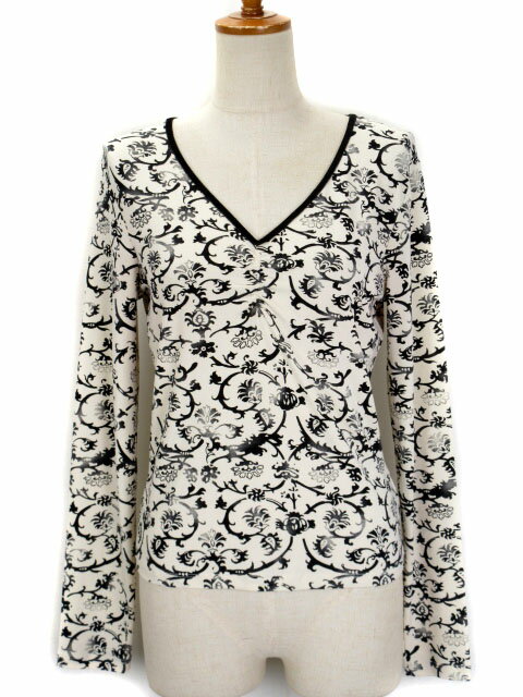 【中古】ナインウエスト NINE WEST カットソー Vネック ギャザー 花柄 ストレッチ 長袖 S ベージュ レディース 【ベクトル 古着】 221219ブランドナインウエスト NINE WEST表記サイズS実寸サイズ肩幅：39cm　身...