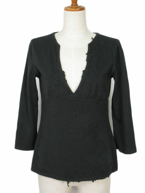 【中古】マカフィー MACPHEE トゥモローランド セーター ニット Vネック 刺繍 七分袖 ウール 1 黒 ブラック レディース 【ベクトル 古着】 230129ブランドマカフィー MACPHEE トゥモローランド表記サイズ1実寸サイズ...