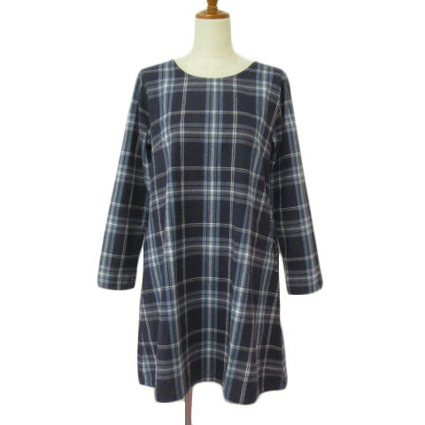 【中古】クロストーククラブ cross talk club ワンピース プルオーバー チェック M 紺 ネイビー レディース 【ベクトル 古着】 220530表記サイズM実寸サイズ肩幅：38cm　身幅：48cm　袖丈：54cm　着丈：82c...