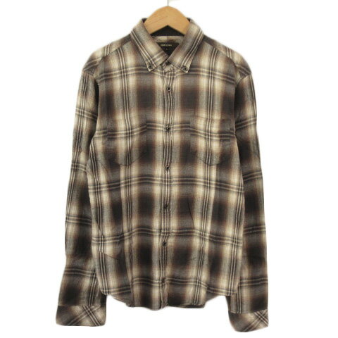 【中古】コムサメン COMME CA MEN シャツ ボタンダウン チェック L 茶 ブラウン メンズ 【ベクトル 古着】 230126ブランドコムサメン COMME CA MEN表記サイズL実寸サイズ肩幅：45cm　身幅：49cm　袖丈：...