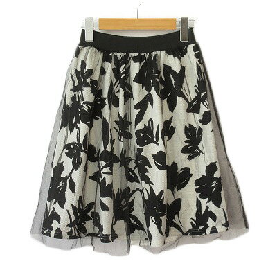 【中古】トッコクローゼット tocco closet スカート フレア 花柄 チュール 黒 ブラック レディース 【ベクトル 古着】 240918表記サイズ表記なし(実寸サイズをご覧ください)実寸サイズウエスト：59-86cm　ヒップ：10...