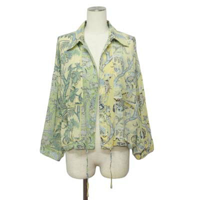 【中古】SEVENTY VENEZIA セブンティ ヴェネツィア シャツ 羽織 ペイズリー ボタニカル 黄 緑 レディース 【ベクトル 古着】 251001表記サイズ素材タグが切り取られておりサイズ、素材不明実寸サイズ身幅：59cm　着丈：...
