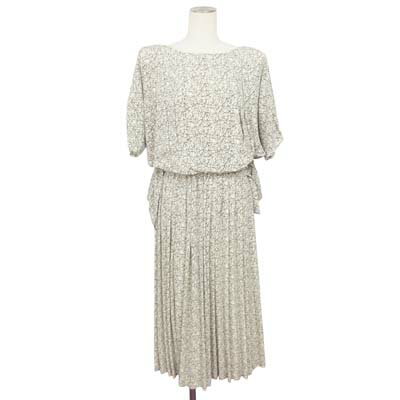 【中古】ヴィンテージ レトロ 日本製 Donna Nuova ワンピース 半袖 総柄 ポリエステル 白 ホワイト レディース 【ベクトル 古着】 251114表記サイズ表記なし(実寸サイズをご覧ください)実寸サイズ着丈：120cm　ゆき丈：...