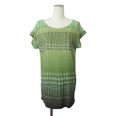【中古】ベラルディ BERARDI カットソーチュニック フレンチスリーブ 千鳥格子 4 緑 グリーン レディース 【ベクトル 古着】 260327ブランドベラルディ BERARDI表記サイズ4実寸サイズ身幅：49.5cm　総丈：75.5c...