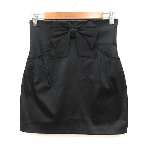 【中古】アンディ Andy タイトスカート ミニ リボン M 黒 ブラック /MS レディース 【ベクトル 古着】 250609表記サイズM実寸サイズウエスト：約68cm　ヒップ：約78cm　スカート丈：約44cm　　素材ポリエステル 10...